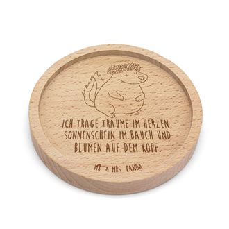 Mr. & Mrs. Panda Tischuntersetzer Stinktier M&auml;dchen - Geschenk, Yoga, Raubtier, Stinker, Tassenuntersetzer, Kaffee untersetzer, Holz, Holzuntersetzer, Namaste, Skunk