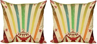 Abakuhaus Jahrgang Rainbow Kissenbezug Set (2Stück), Old Circus Messe, doppelseitiges Digitaldruckdekor mit Reißverschluss, 45 cm, Mehrfarbig