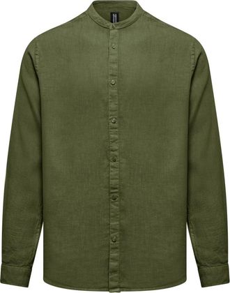 Bomboogie Homme, Chemises, Vert, Taille: XL Chemise coupe regular en lin flamm&eacute;