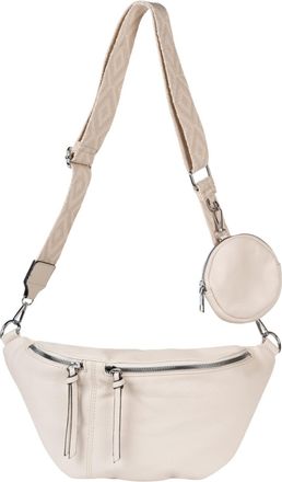 styleBREAKER Damen Halbmond Crossbody Schultertaschen Set 3-Teilig, Schultergurt mit Muster, Schlüsselanhänger, Börse 02012398, Farbe:Beige