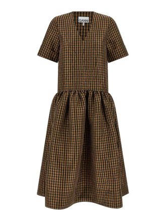 Ganni Robe Au Genou - Marron