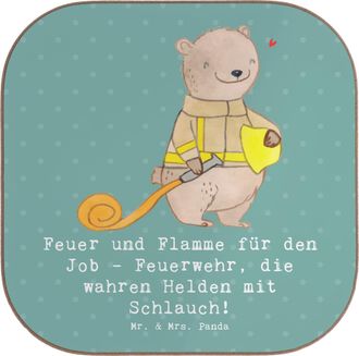 Mr. & Mrs. Panda Coaster Feuerwehrmann Helden - Geschenk, Geschenke für Berufstätige, großes Herz, Rettung, Untersetzer Glas, gläseruntersetzer, Beruf, Berufsliebe, Mu