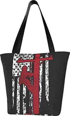 AOOEDM Sac fourre-tout Lineman Usa Flag Sacs &agrave; provisions Petit sac de march&eacute; r&eacute;utilisable Sacs fourre-tout de plage Sacs de voyage