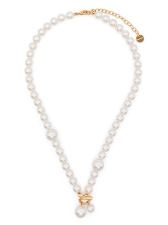 Ferragamo collier &agrave; perles - Blanc
