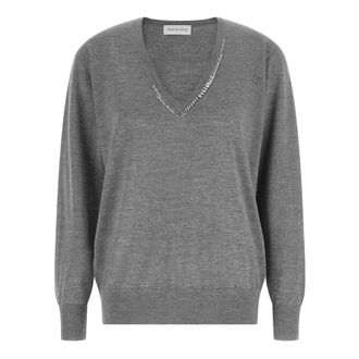 Dries Van Noten Femme, Pulls, Gris, Taille: 42 FR Tuomas Fine Merino Wool Sweater