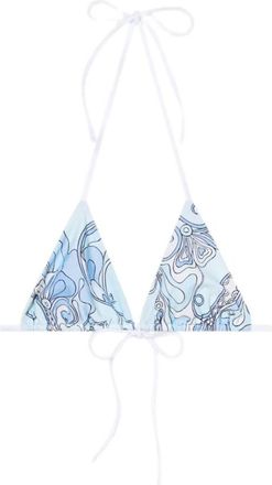 Pucci Femme, Maillots de bain, Bleu, Taille: 38 FR Orchidee Print Triangle Bikini Top