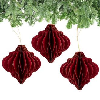 Matches 21 Weihnachtsdeko Ornamente zum Aufhängen Rot 6er Set - 15 cm Papier Weihnachtsbaumschmuck