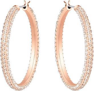 Swarovski Ohrringe - Stone hoop Pavé Large rose gold-tone plated - Gr. unisize - in Quarz - für Damen