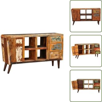vidaXL Kommode Massivholz 1 T&uuml;r 4 F&auml;cher und 3 Schubladen - Holz Sideboard - Vintage Schrank - Antik M&ouml;bel - Massives Holz - Recyceltes Holz