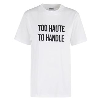 Moschino Wei&szlig;es Logo-besticktes T-Shirt - - Tops - Damen - Wei&szlig; - S