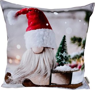 CB Home & Style Outdoor Garten Kissen Wasserabweisend 45 x 45 cm Weihnachten Winter (Wichtelrot)