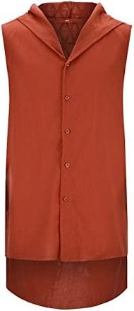 Generic Gilet en coton et lin pour homme, chemise de sport en duvet de lin, chemises sans manches pour l&eacute;t&eacute;, la plage, d&eacute;contract&eacute;, coupe r&eacute;guli&egrave;re, hauts irr