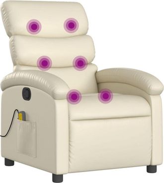 vidaXL Massagesessel mit Relaxfunktion, Kunstleder, Creme vidaXL