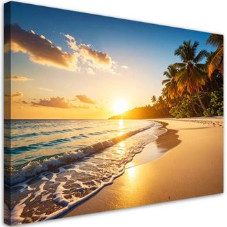 Feeby Tableau d&eacute;co Coucher de soleil Plage Mer 90x60