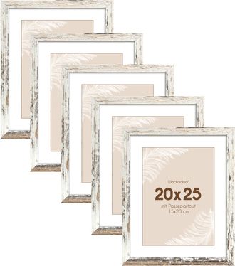 Wackadoo 5er Set Bilderrahmen, FSC MDF Holzrahmen Fotogalerie Glasscheibe Fotorahmen mit Glasscheibe Collage (15 x 20 cm, Island)