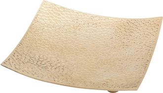 NKlaus Kerzenteller viereckig 10x10cm Waben Muster Messing Gold Dekoteller matt modern 10527