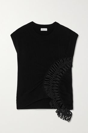 Dries Van Noten Verk&uuml;rztes Oberteil Aus Makrameegarn Und Kaschmir Mit Raffungen Und H&auml;kelbes&auml;tzen - Schwarz