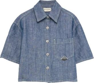 Roy Rogers Femme, Blouses et Chemises, Bleu, Taille: 40 FR Short Sleeve Chambray Shirt