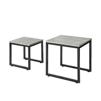 SoBuy FBT42-HG Tables Basses Gigognes - Set de 2 - Lot de 2 Tables dAppoint Empilables Tables Carrée Table Basse (Effet Béton)