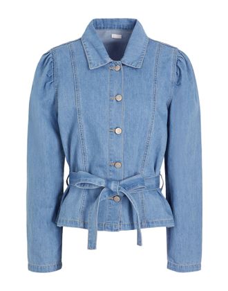 8 by YOOX ORGANIC COTTON DENIM PUFF-SLEEVE CHEMISIER JACKET