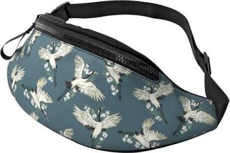 Generic Grues, Oiseaux Et Fleurs Sac Banane Polyvalent Sac &Agrave; Bandouli&egrave;re L&eacute;ger Sacoche Ceinture Pour Homme Cyclisme Sorties 14X35Cm