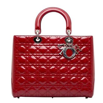 Dior Red Patent Leather Large Lady Dior