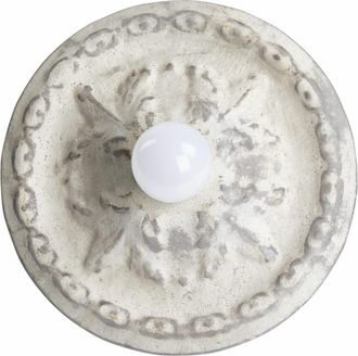 Loberon Wand- & Deckenlampe Mangaire, Metallrosette mit kunstvollem Stuckprofil, authentische Antik-Patina, Wandleuchte, Deckenleuchte, Eisen, antikweiß