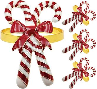 Exceart 4 St&uuml;Ck Weihnachts Serviettenringe Aus Legierung Kreative Serviettenschnallen in Schleifenform Festliche Tischdekoration F&uuml;R Familienfeiern Und Weihna