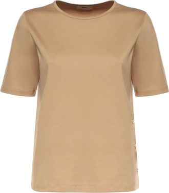 Herno Femme, Tops, Brun, Taille: 38 FR T-shirt en jersey de coton avec fentes