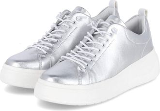Rieker Damen Low Sneaker Silber metallic Glattleder, Gr&ouml;&szlig;e:43, Farbauswahl:Silber/Platin
