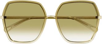 Chlo&eacute; Femme, Accessoires, Beige, Taille: 58 MM Lunettes de soleil hexagonales