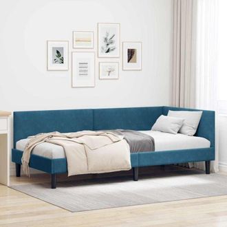 vidaXL Cadre de lit dangle avec t&ecirc;te de lit Bleu 90 x 200 cm vidaXL