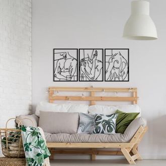 Hanah Home Stylish Black Decorative Metal Wall Accessory, 114 x 50 cm | 100% Metal, 1.2mm Thickness | Perfect for Modern Home Decor & Art Display