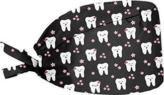 Coloranimal Chapeau dinfirmière pour homme et femme, motif dessin animé, Gris Dentiste, taille unique