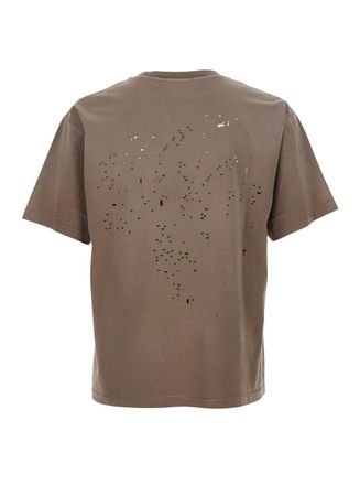 SATISFY Distressed Cotton T-Shirt - Brown