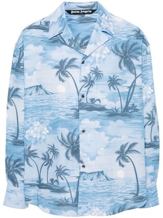 Palm Angels chemise &agrave; imprim&eacute; coucher de soleil - Bleu