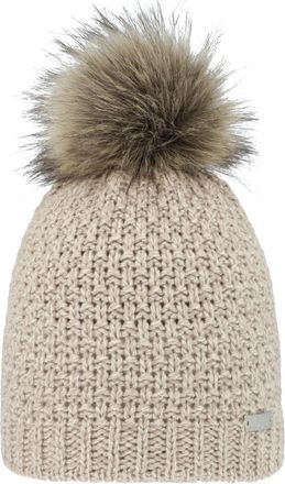 Eisglut Strickmütze Mit Kunstfellbommel Lilottal Made In Germany, Beige Mel., Einheitsgröße EU