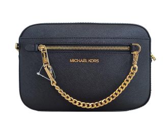 Michael Kors Womens Jet Set Item Large East West Chain Crossbody in Black, Style 35S1GTTC7L