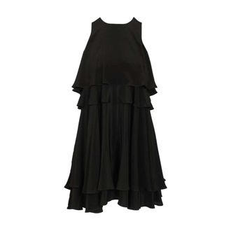 Ami Kurzes &auml;rmelloses Kleid mit R&uuml;schen - - Dresses - Damen - Schwarzk - 2XS