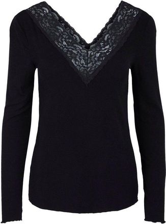 Pieces Langarmshirt PCSIRI LS TOP NOOS mit Spitzenkante am Ausschnitt