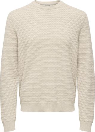 Only & Sons Herren Onsloui Ls Structure Crew Reg Noos, Oatmeal, X-Small