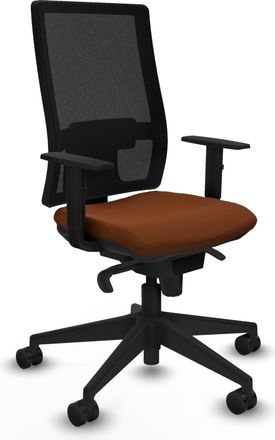 Piqueras y Crespo B&uuml;rostuhl mit Armlehnen und hoher R&uuml;ckenlehne, h&ouml;henverstellbare Lendenwirbelst&uuml;tze, mit 5 Positionen und injiziertem Schaumstoff, Schwarz/Braun