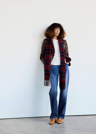 Mango &Eacute;charpe 100 % laine &agrave; carreaux rouge - Femme - Taille unique - MANGO