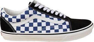 Vans Baskets Old Skool pour homme - Noir, bleu, blanc - &Agrave; carreaux - Cuir et textile, noir/bleu, 44.5 EU