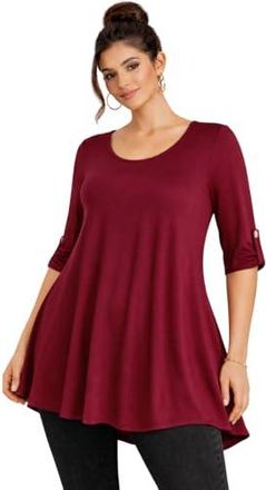 Eye Catch TM Oversize - Haut Tunique Manches Longues 3/4 Large col Rond Grandes Tailles- Jessica - Femme