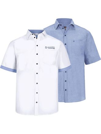 Jan Vanderstorm Herren Doppelpack Hemd Evin Kurzarmhemd | Reine Baumwolle blau, 7XL (XXXXXXXL) - 55/56