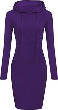 TOMWELL Femme Pull Robe Sweatshirt à Capuche Longue Blouse avec Poche Kangourou Manches Longues Automne Hiver A Violet44