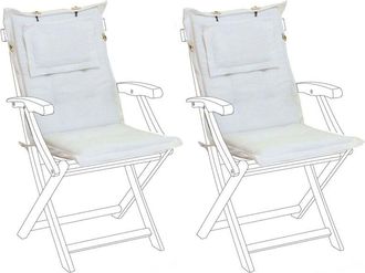 Beliani Beliani - Lot de 2 Coussins dAssise en Tissu Polyester Blanc Cass&eacute; avec Rembourrage en Mousse pour Chaises de Jardin Modernes
