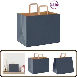 vidaXL Vidaxl - Papiertragetaschen 250 Stk. mit Henkeln Blau 32x22x24 cm