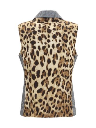 Dolce & Gabbana Womens Prince Of Wales Double Breasted Vest Quadri-Check-Tartan Shirt